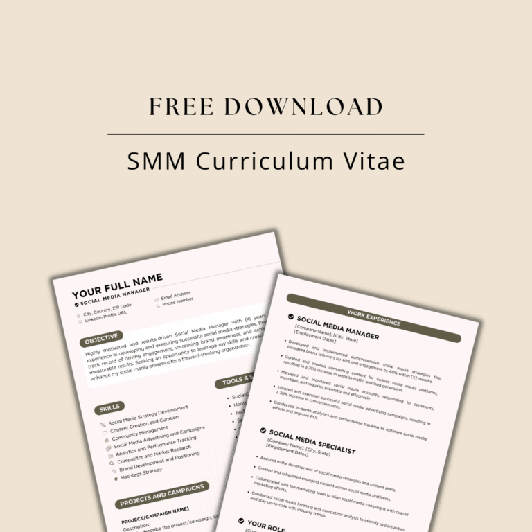 SMM Curriculum Vitae (CV Template) - Bossed Up PH