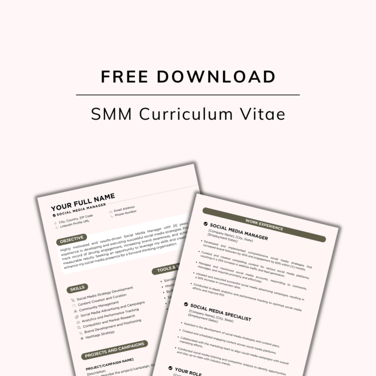 SMM Curriculum Vitae (CV Template) - Bossed Up PH